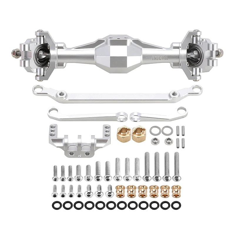 INJORA +4mm Diamond Axles With Lay Down Servo Mount & Links For 1/18 TRX4M - SILVER | HeliDirect