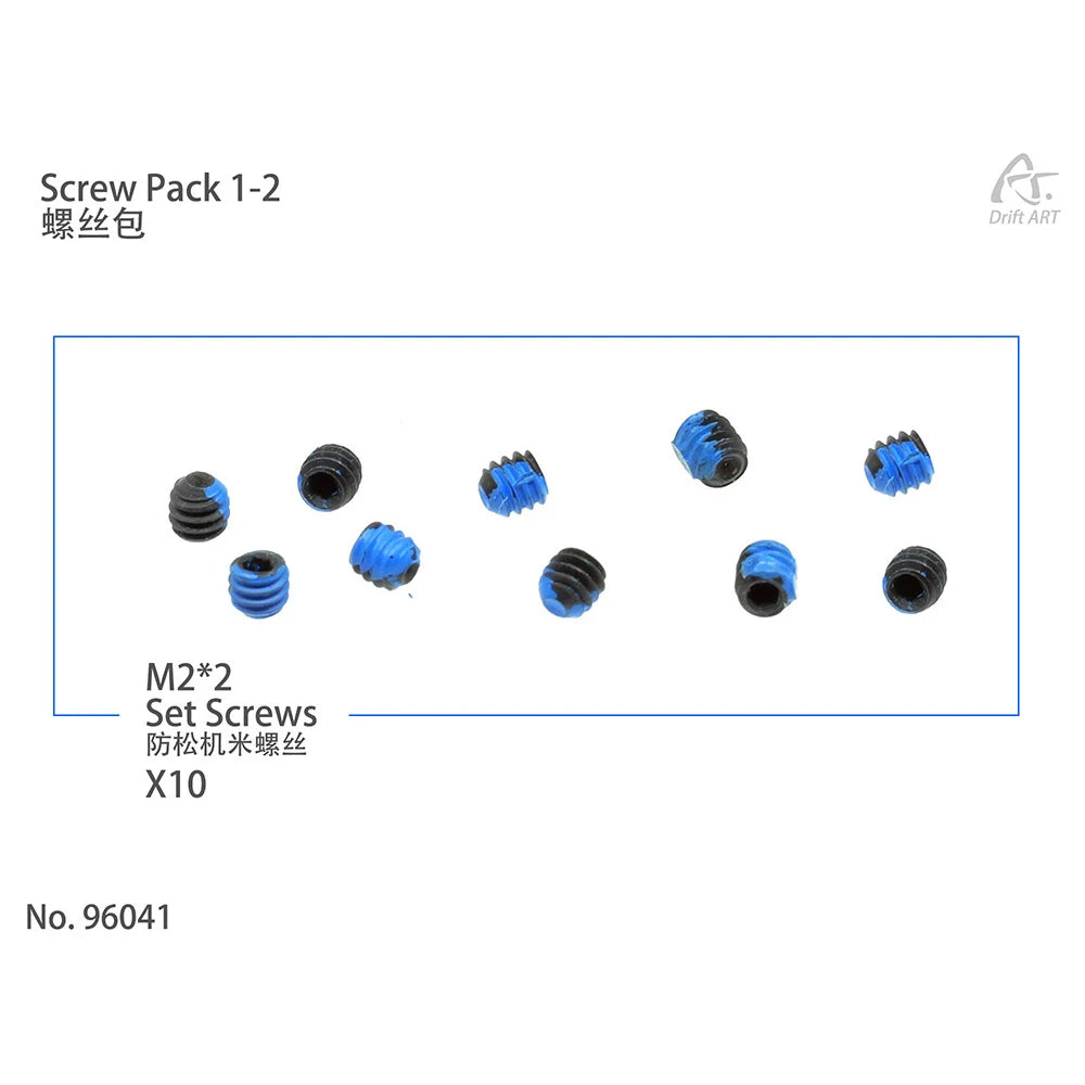 Drift ART Screw Pack 1-2 M2x2 Set Screws – HeliDirect