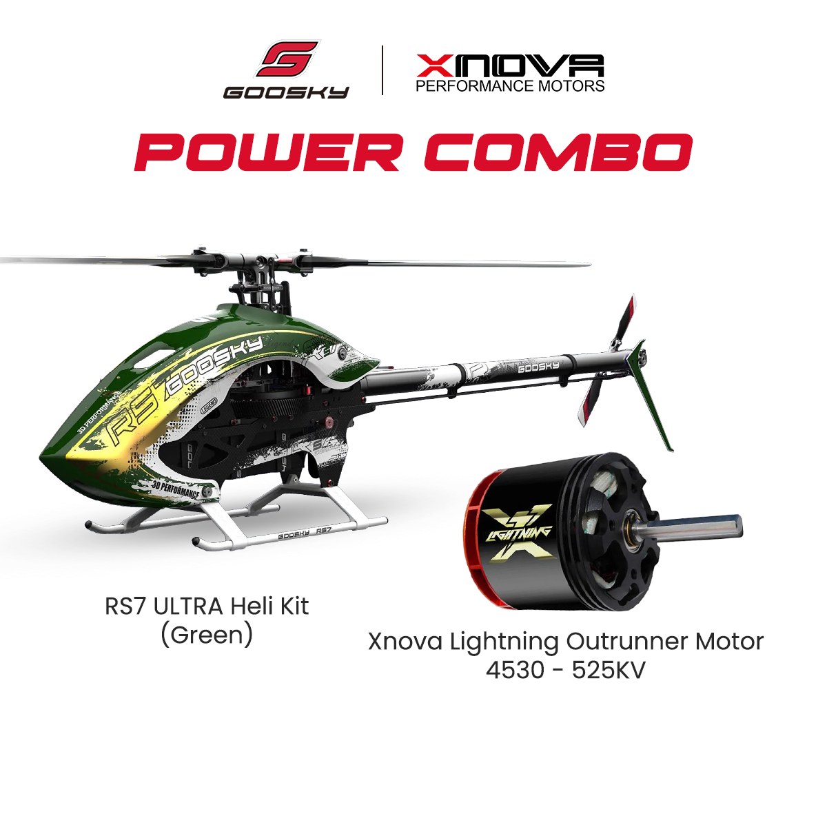 Goosky RS7 ULTRA Helicopter Kit (GREEN) With Azure 700/105 Blades Comb ...