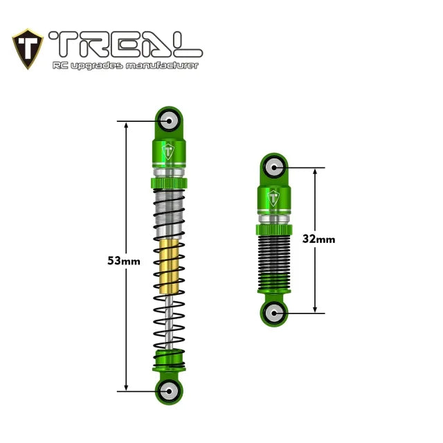 TREAL AX24 Shocks 53mm Aluminum Threaded Shock Adjustable Absorber Oil ...