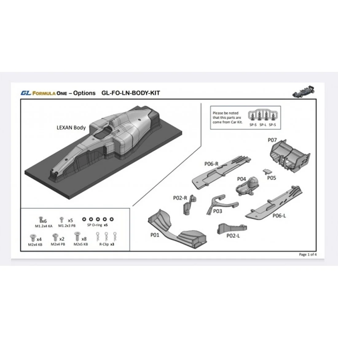 GL Racing Lexan body for GL Formula One – HeliDirect