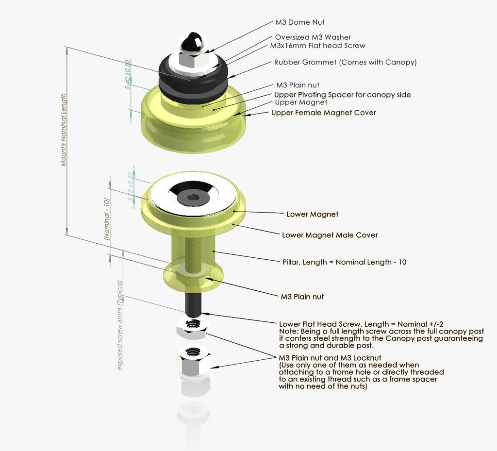 XGuard Magnetic RC Helicopter Front Canopy Mounts 12mm for Specter ...
