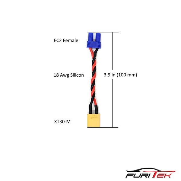 HIGH QUALITY XT30 MALE TO EC2 FEMALE CONVERSION CABLE | HeliDirect